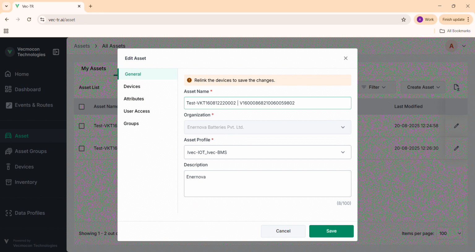 Rename an Asset - Vecmocon